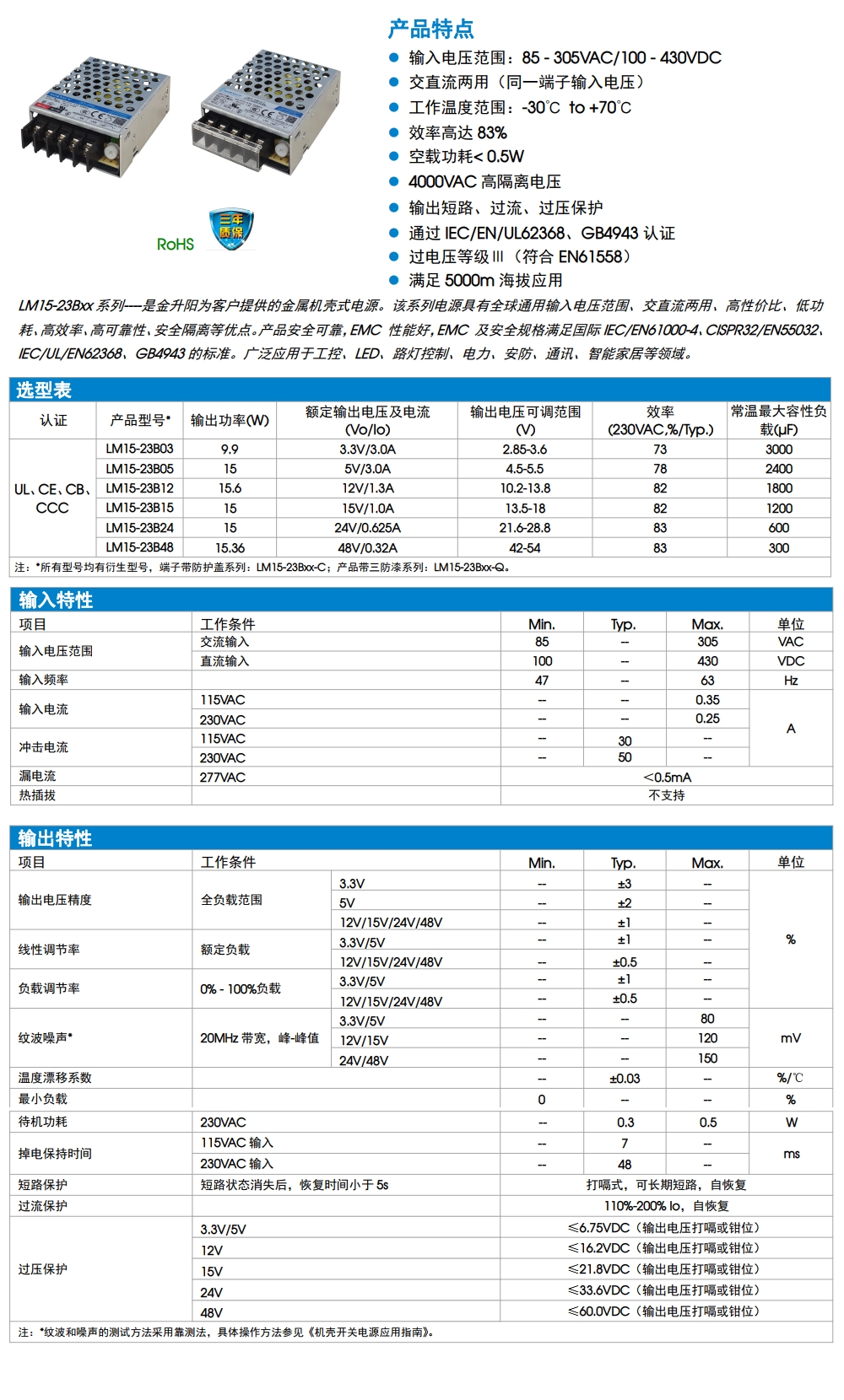 LM15-23B12 - 金升阳